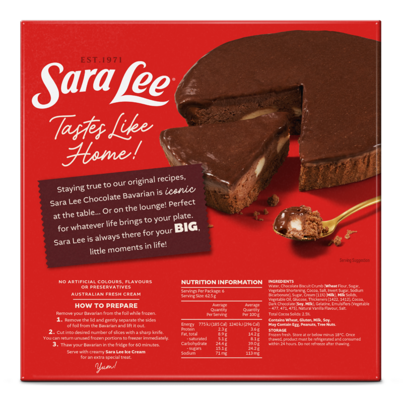 Sara Lee Chocolate Bavarian 375g Render BACK_HiRes_RGB – Sara Lee