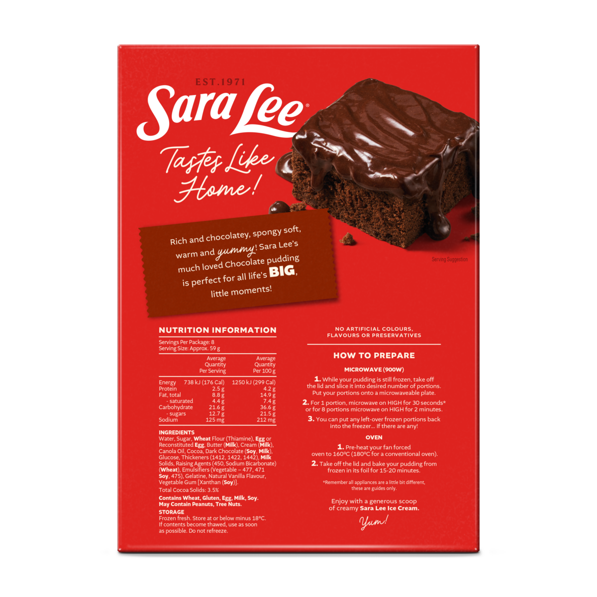 Sara Lee Chocolate Pudding 475g Render BACK_HiRes_RGB – Sara Lee